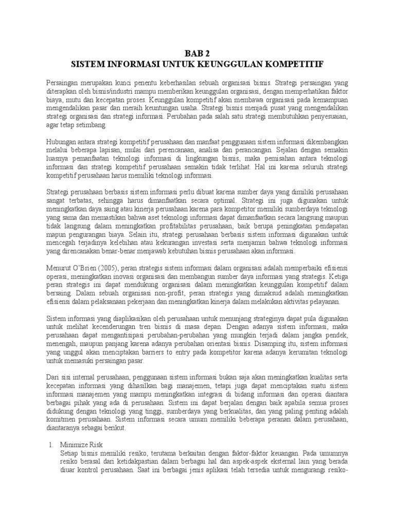 Bab2 Sisteminformasiuntukkeunggulankompetitif | PDF