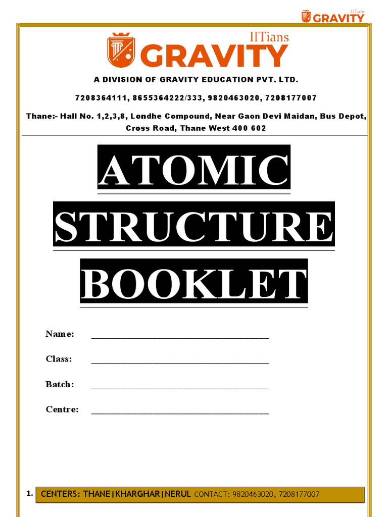 Atomic Structure Booklet | PDF | Atomic Orbital | Electron Atomic Structure Booklet | PDF | Atomic Orbital | Electron