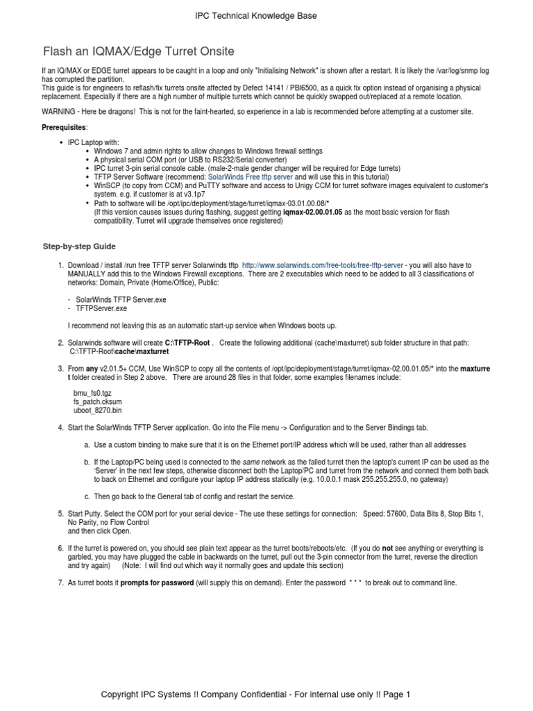 Flash An IQMAX/Edge Turret Onsite: Step-By-Step Guide | PDF | Booting ...
