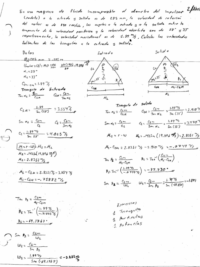 Ejercicio de Aplicación de Triangulos de Velocidad (Trigonometr | PDF