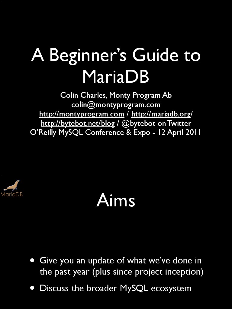 A Beginner's Guide To MariaDB Presentation | PDF | My Sql | Databases
