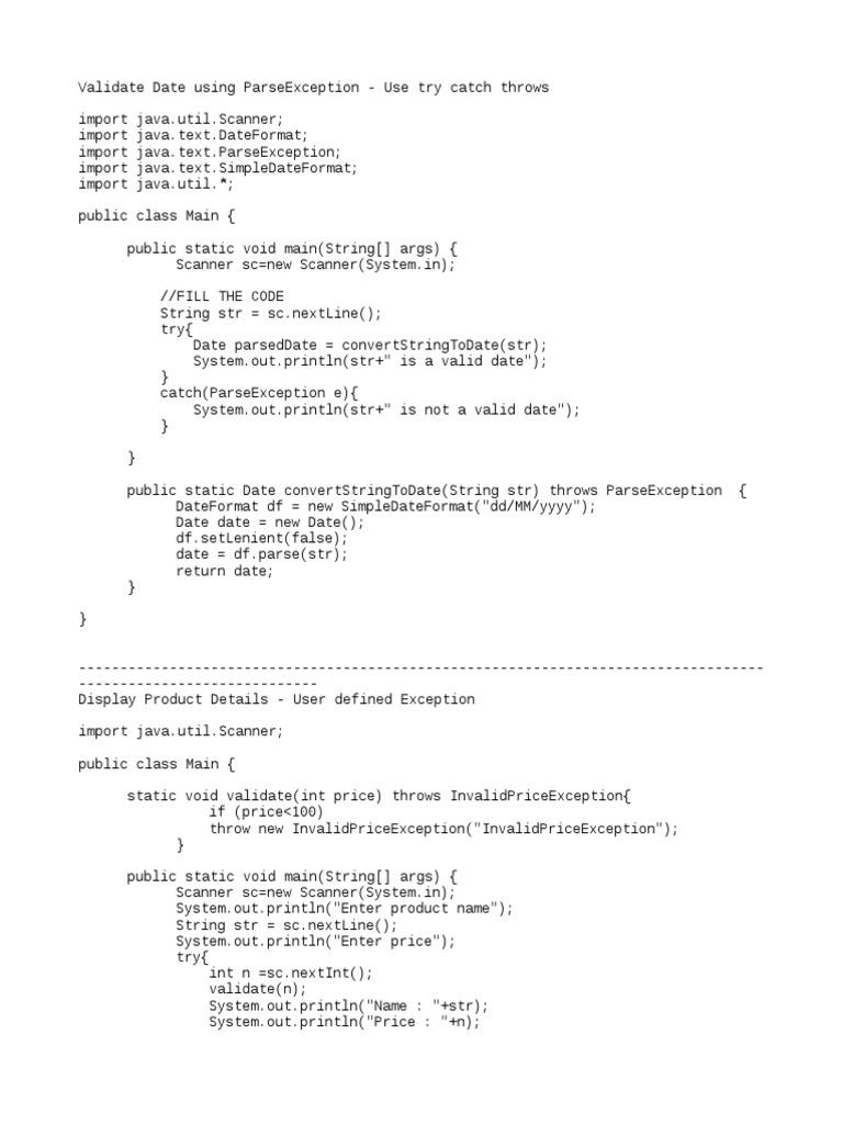 Hands On - Exception Handling | PDF | Programming | Constructor (Object Oriented Programming)