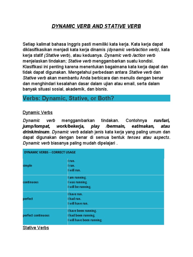 Understanding Dynamic and Stative Verbs | PDF | Love | Morphology