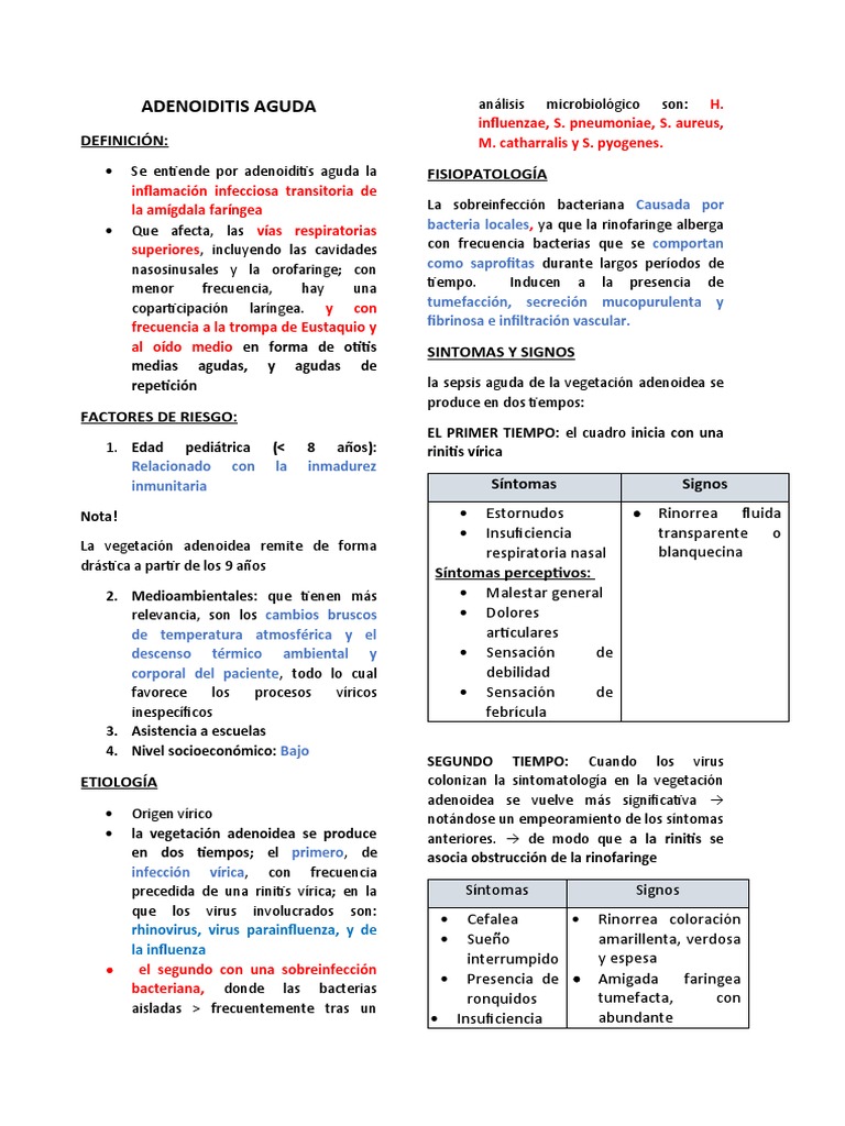Adenoiditis Aguda: Síntomas y Tratamiento | PDF | Resfriado comun ...