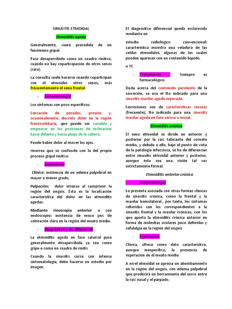 Sinusitis Etmoidal | PDF | Dolor de cabeza | Influenza