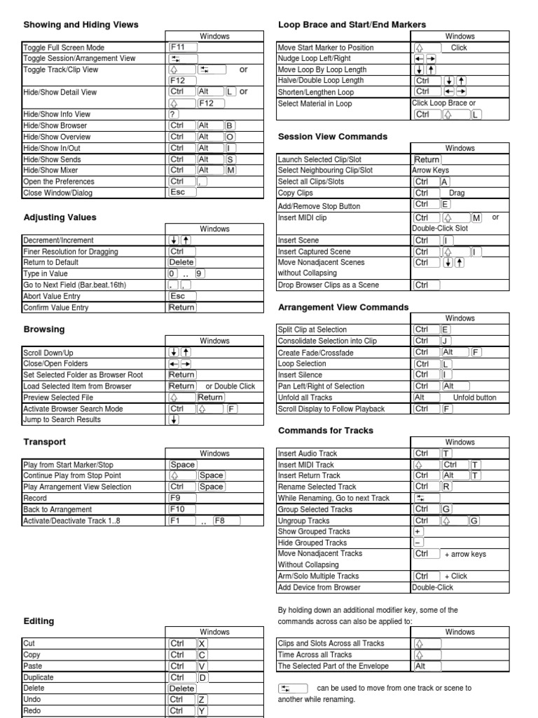Ableton Live 8 View Commands Guide | PDF | Double Click | Computer Keyboard