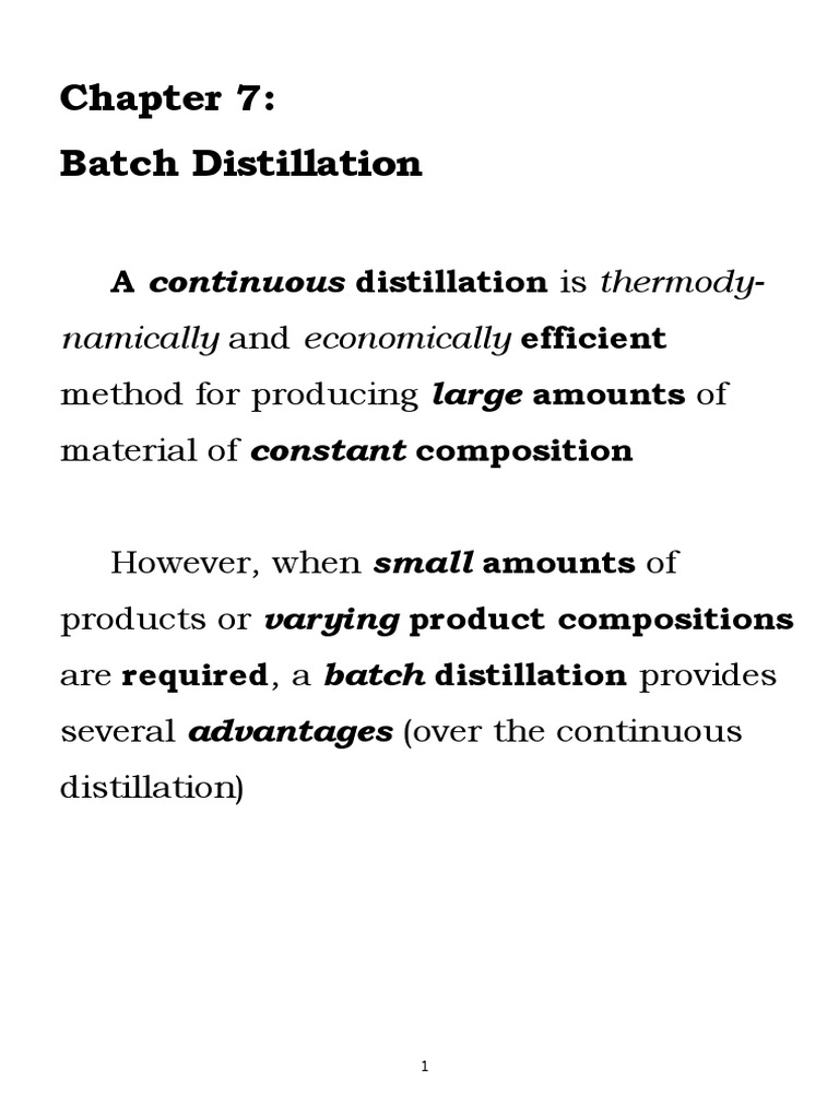 Batch Distillation: A Continuous Distillation Is Thermody | PDF ...