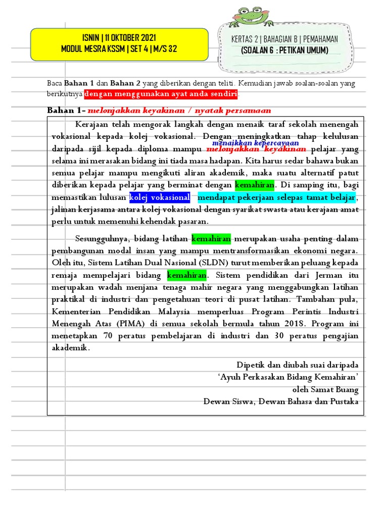 1 Isnin - 11.10.21 - MMK - Set 3 - Bahagian B - MS 23 (Perbincangan) | PDF