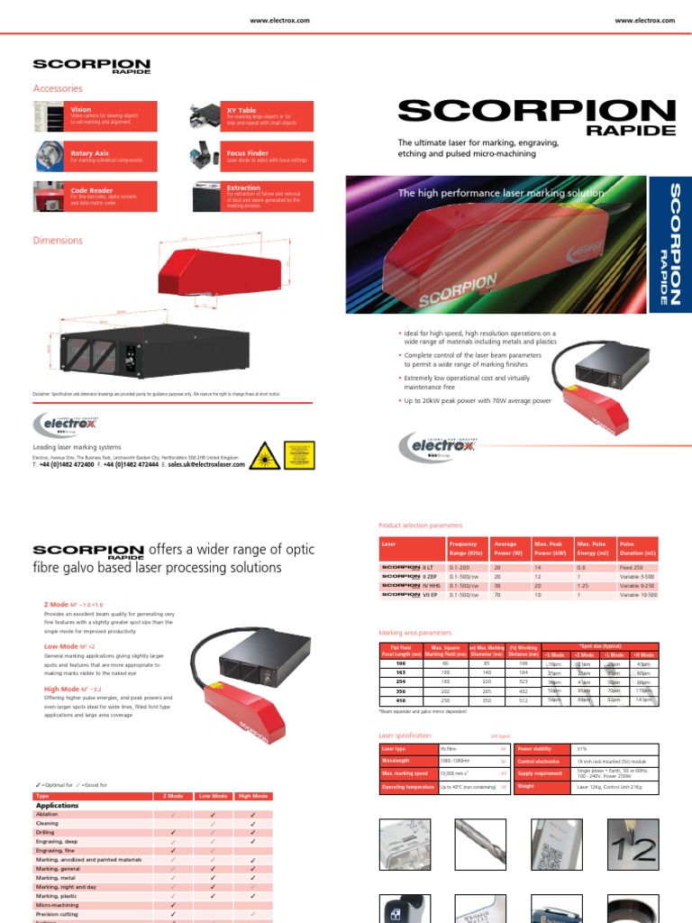 Laser Marking Systems: Scorpion Rapide | PDF | Laser | Optics