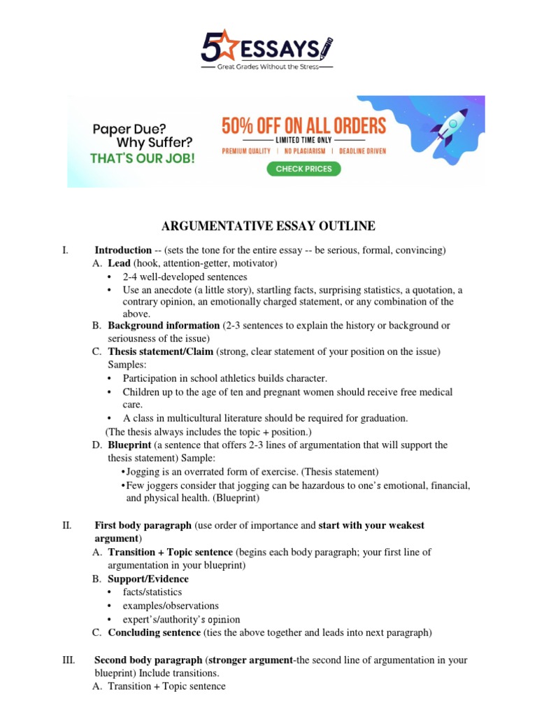 Argumentative Essay Outline: Argument) | PDF | Essays | Evidence
