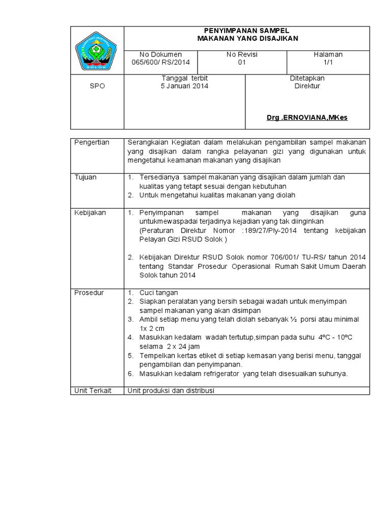 16 Penyimpanan Sampel Makanan Yang Disajikan | PDF