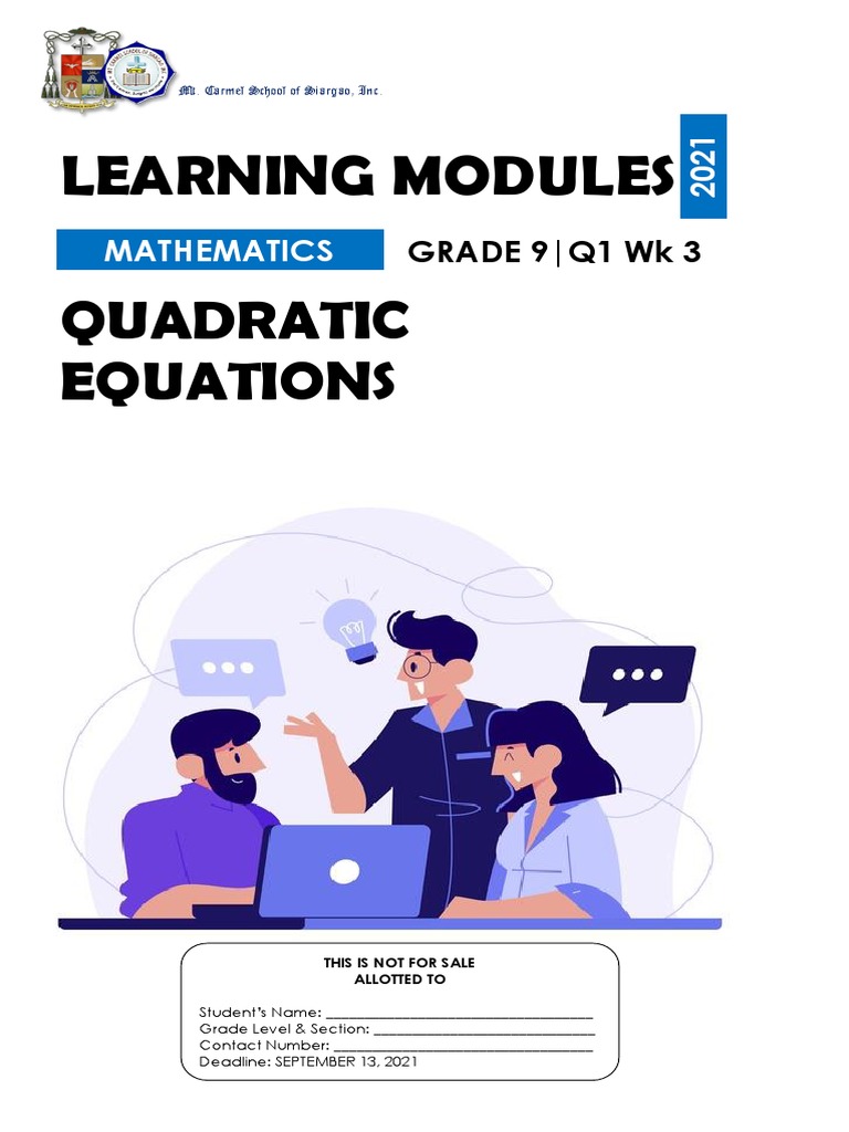 Math 9 Q1 Week 3 | PDF | Quadratic Equation | Mathematics