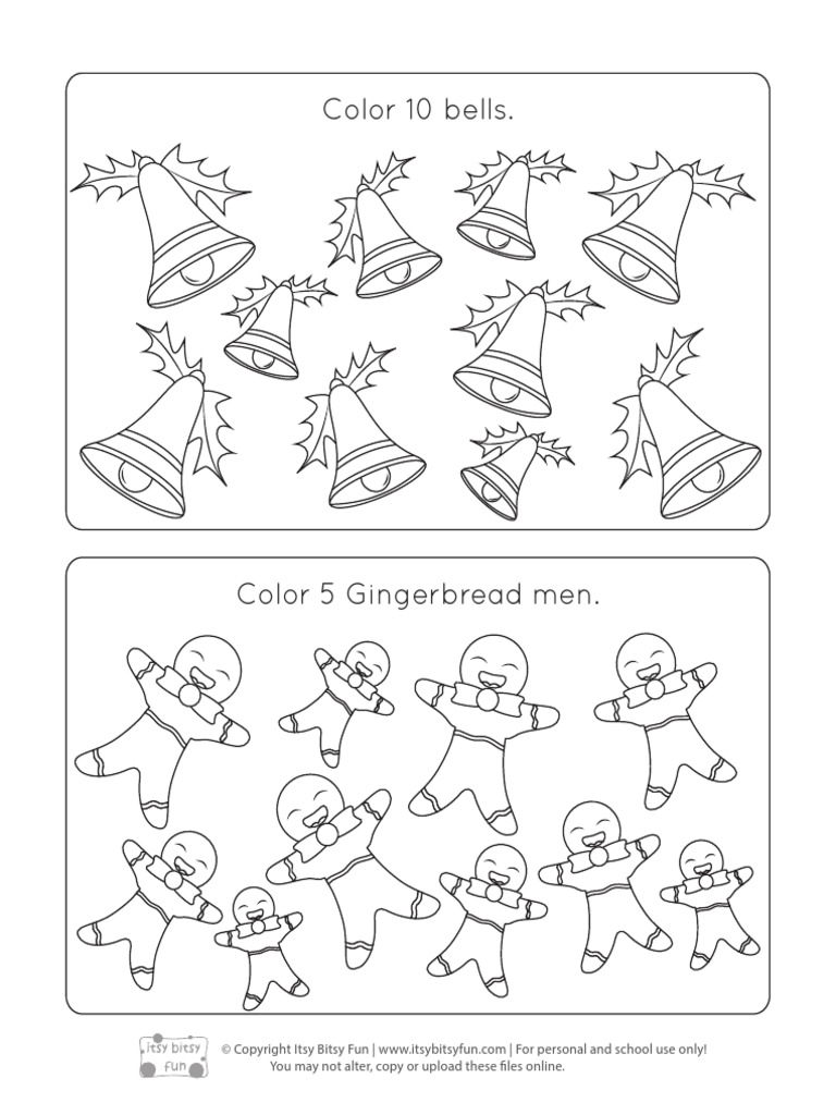 Christmas Count and Color Worksheets | PDF