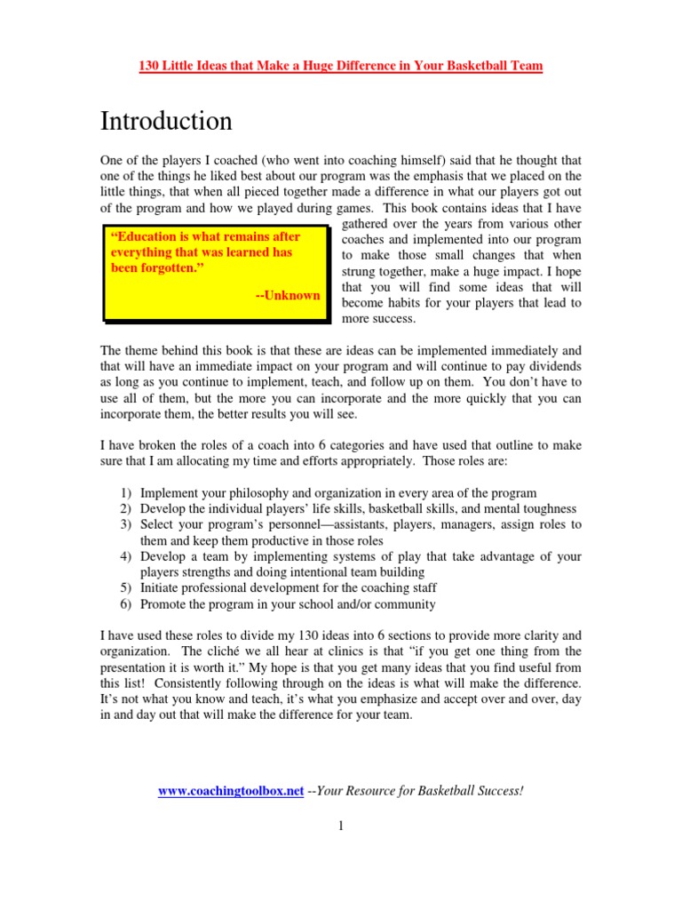 Basketball Coaching Philosophy | PDF | Experiment | Goal