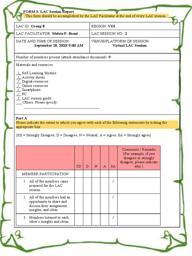 FORM 3: LAC Session Report | Download Free PDF | Pedagogy | Cognition
