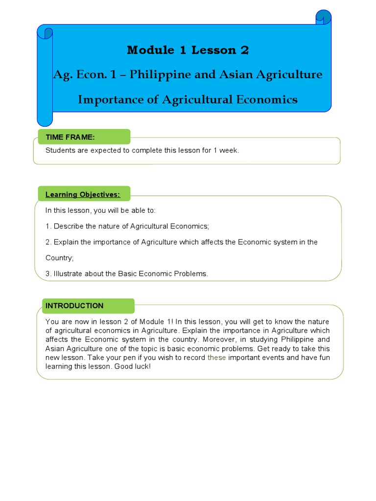 Importance of Agricultural Economics | PDF | Economics | Agriculture