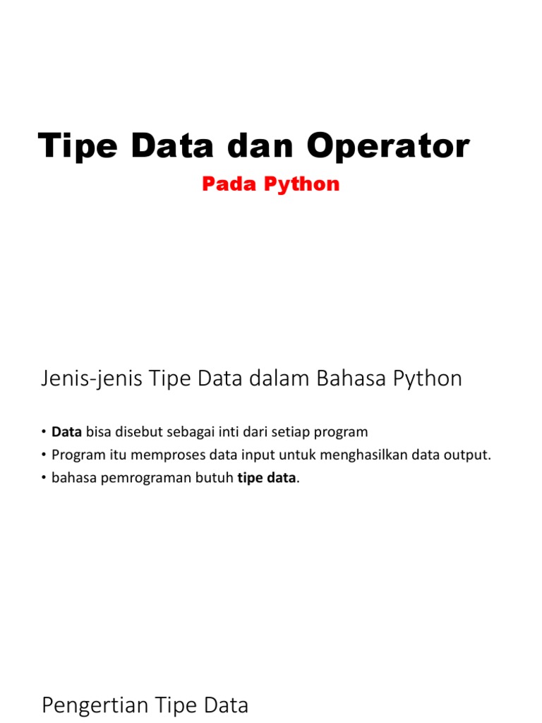 Materi-2-Tipe Data Dan Operator Pada Python-Rzl | PDF
