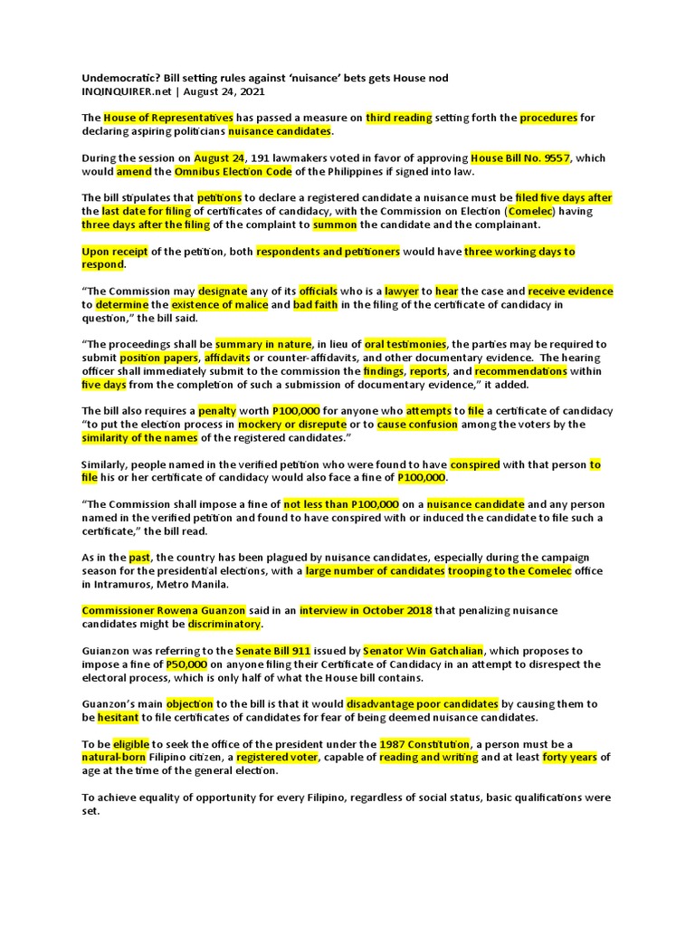 Nuisance Candidates | PDF | Government | Philippines