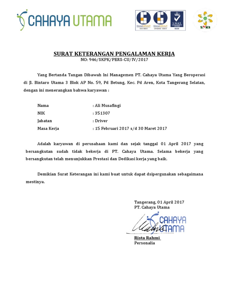 PT Cahaya Utama | PDF