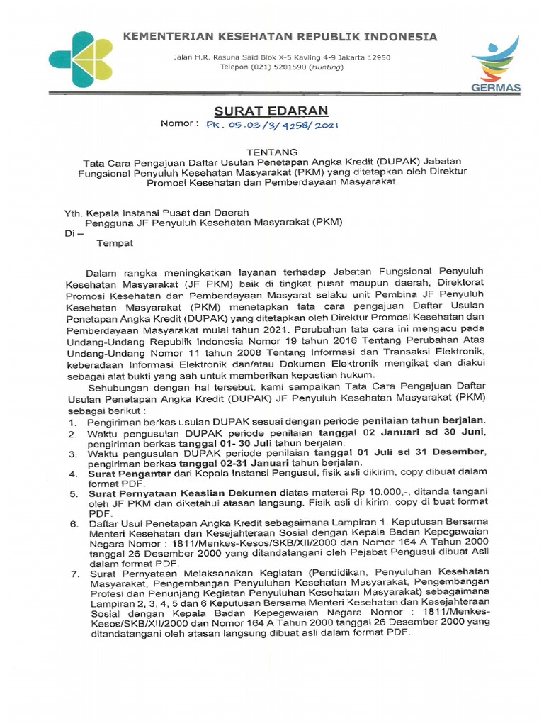 SE Pengajuan DUPAK | PDF