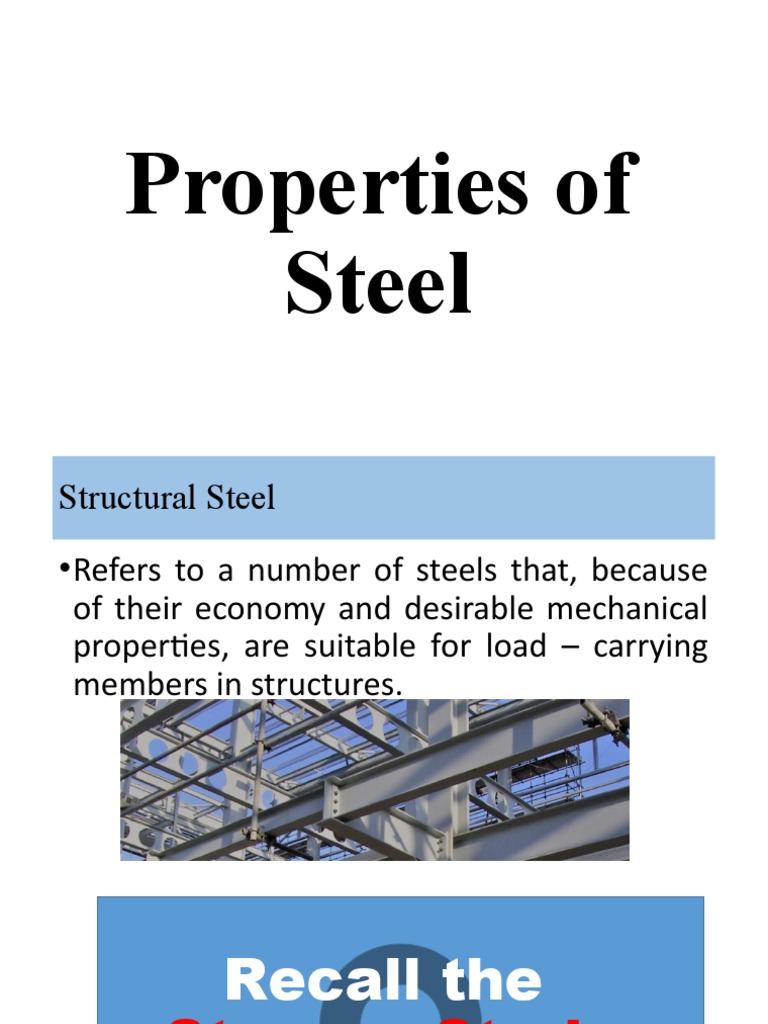 Properties of Steel | PDF | Deformation (Engineering) | Yield (Engineering)