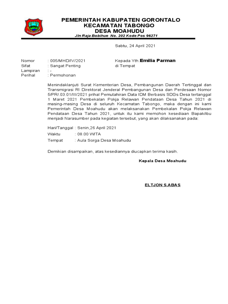 Undangan Pembekalan Relawan Desa 2021 | PDF