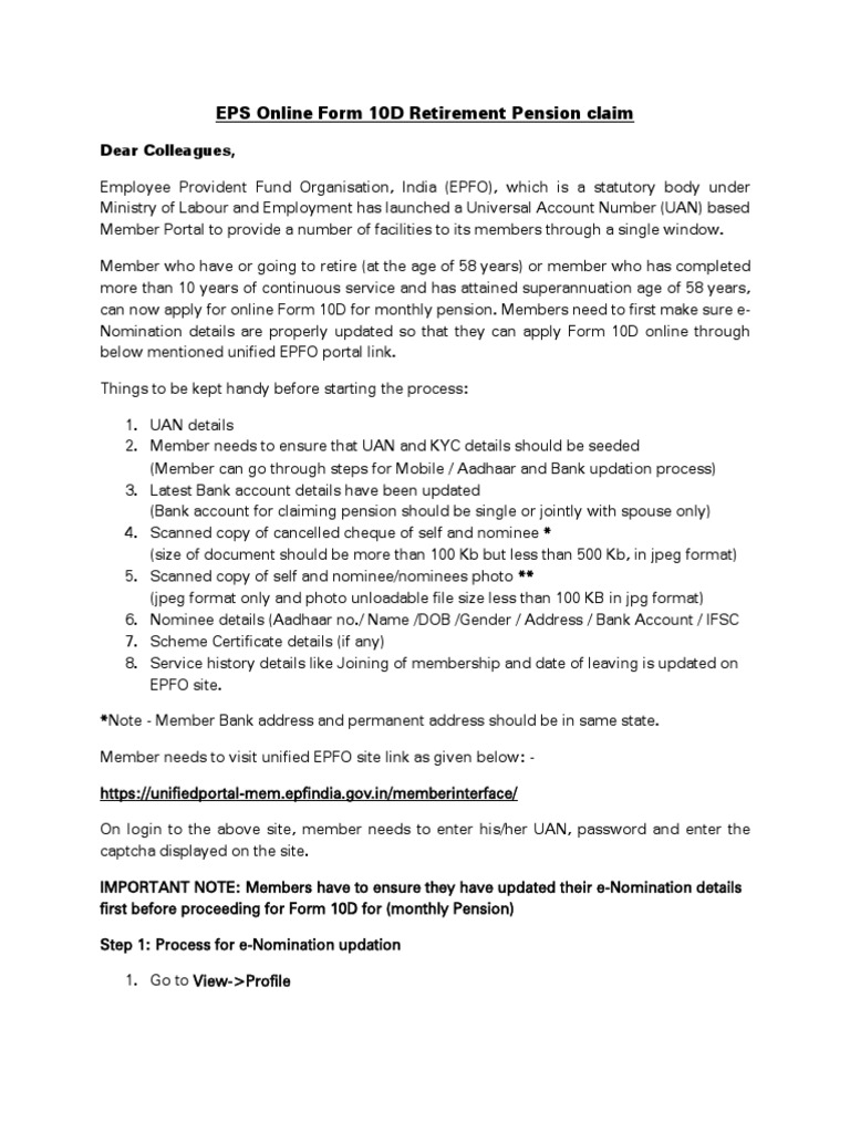 Pension Form 10D Online Process | PDF | Computing