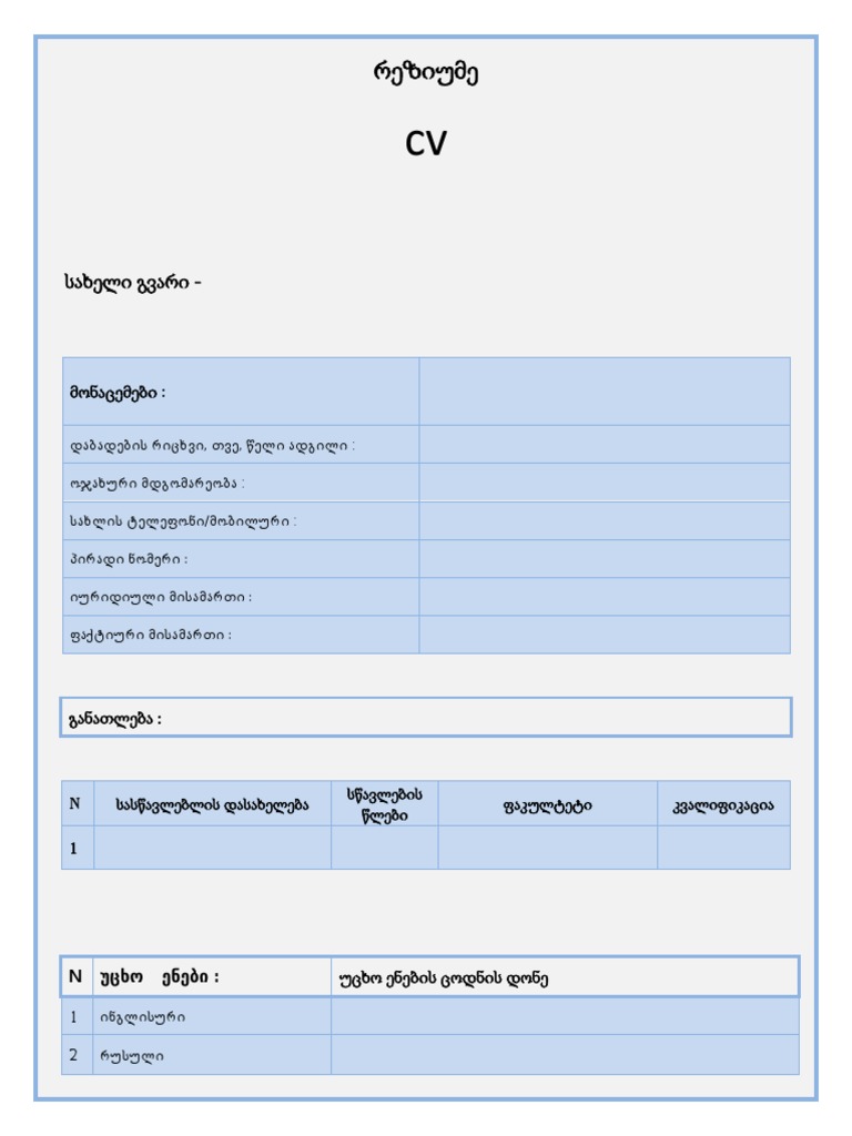CV ნიმუში | PDF