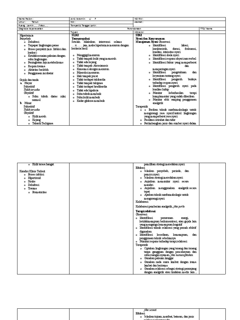 Format Pengkajian Keperawatn (Hipertermi) | PDF