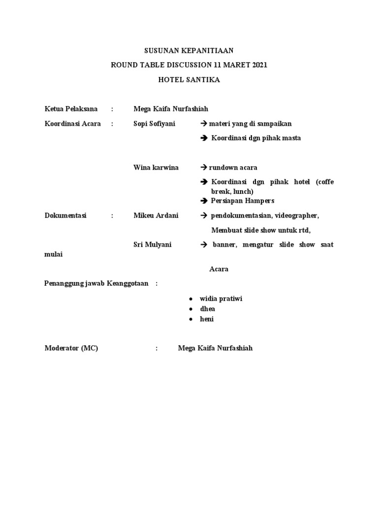 Susunan Kepanitiaan | PDF