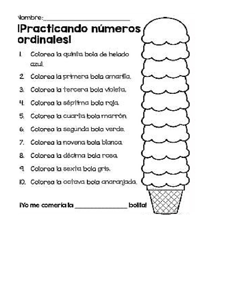 Fichas Números Ordinales | PDF