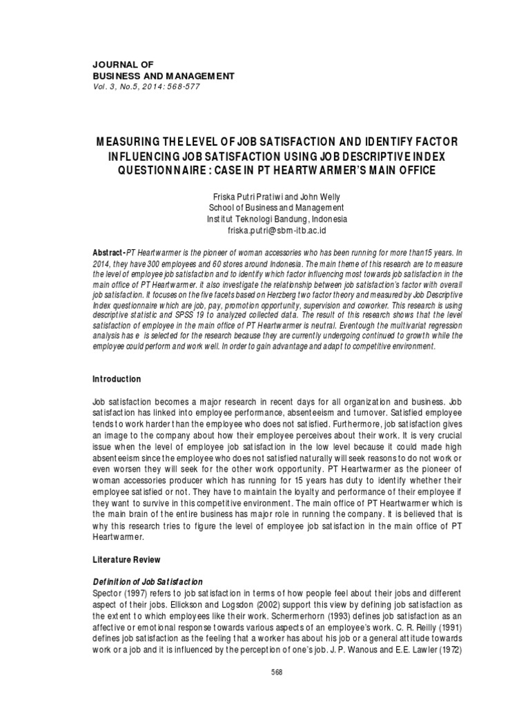 Job Deskriptif Index | PDF | Job Satisfaction | Regression Analysis