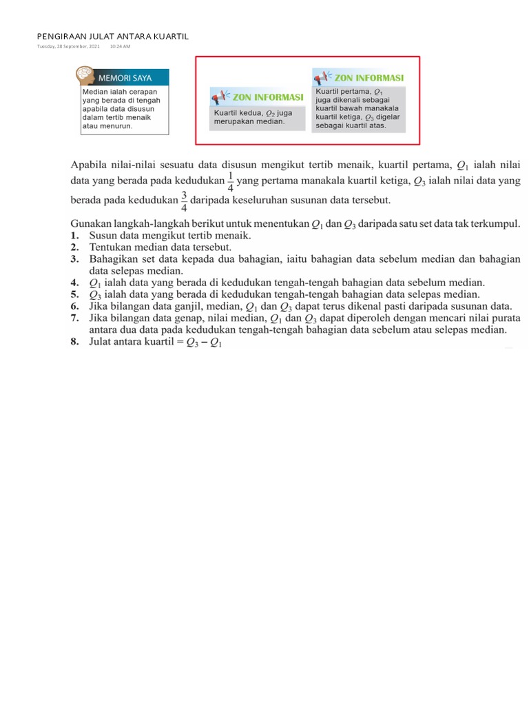 Nota Pengiraan Julat Antara Kuartil | PDF