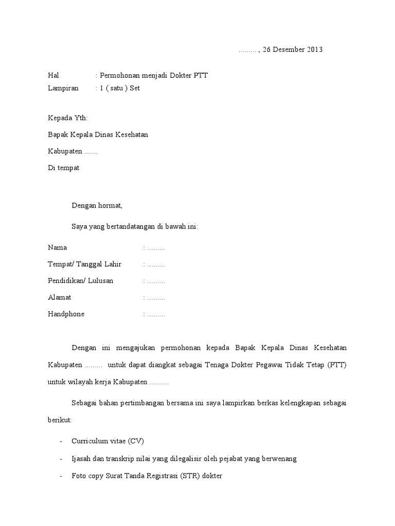 Contoh Surat Permohonan PTT | PDF