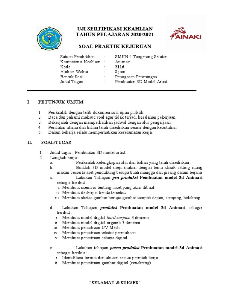 Soal 3D Model Artist | PDF