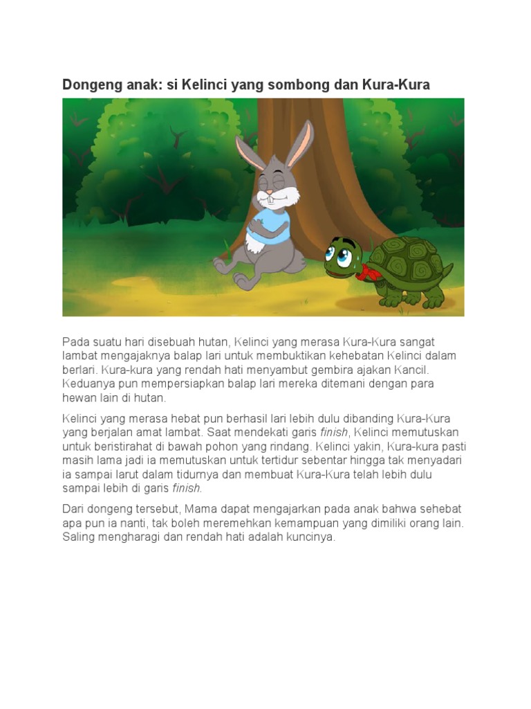 Dongeng Anak Si Kelinci Yang Sombong Dan Kura-Kura | PDF