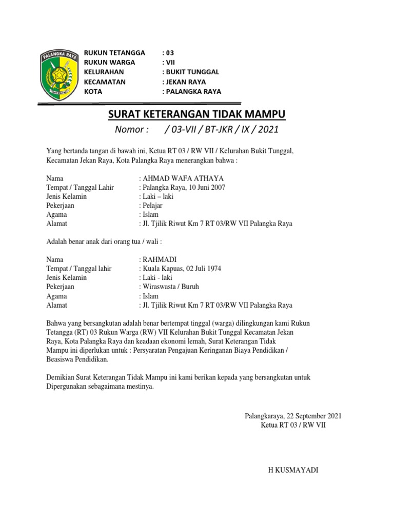 SKTM Kota Palangka Raya | PDF