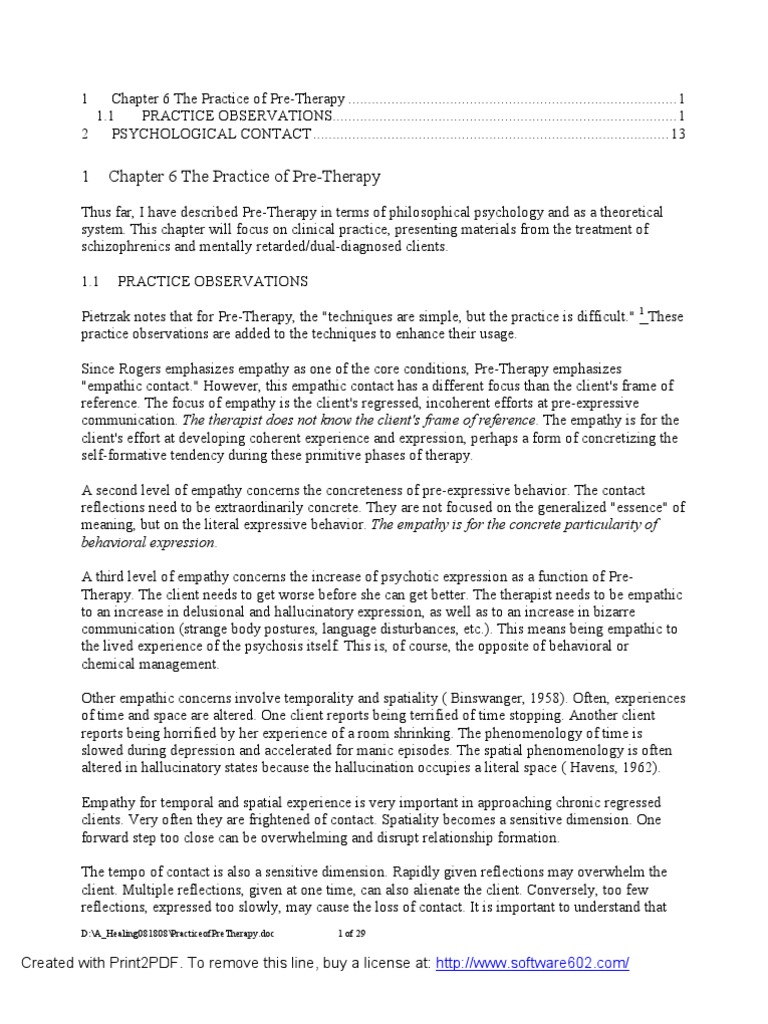 Understanding Pre-Therapy Techniques | PDF | Empathy | Schizophrenia