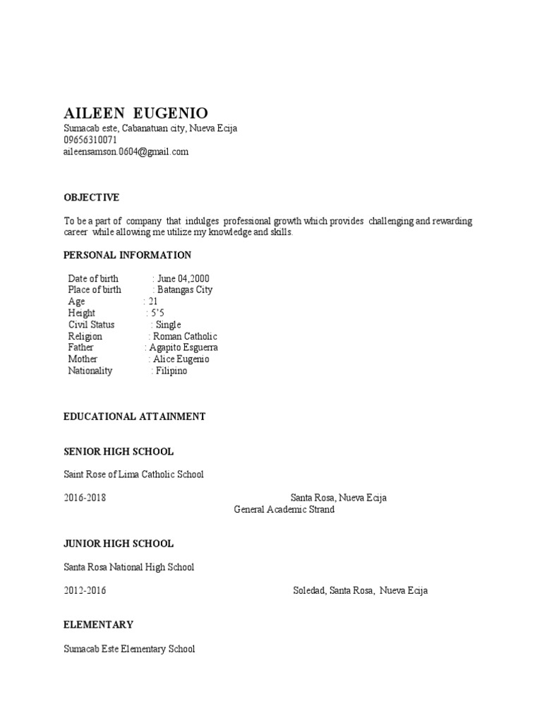 Aileen Resume New | PDF