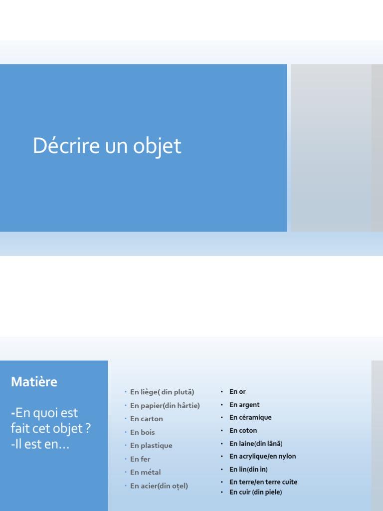 Description d'un objet du quotidien | PDF