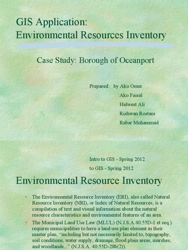 GIS Application: Environmental Resources Inventory: Case Study: Borough ...