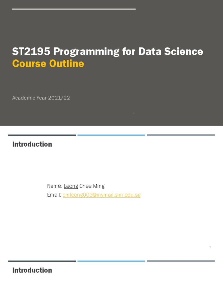 ST2195 Programming For Data Science: Course Outline | PDF | Computer ...