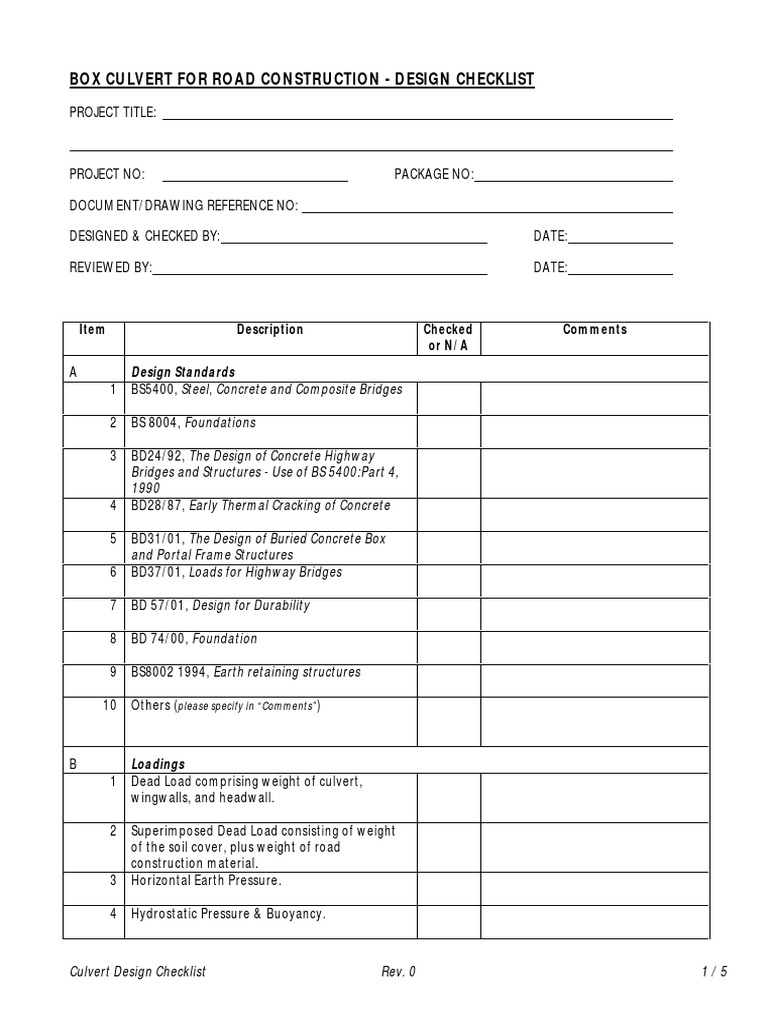 Culvert Design Checklist 2019 | PDF | Deep Foundation | Concrete