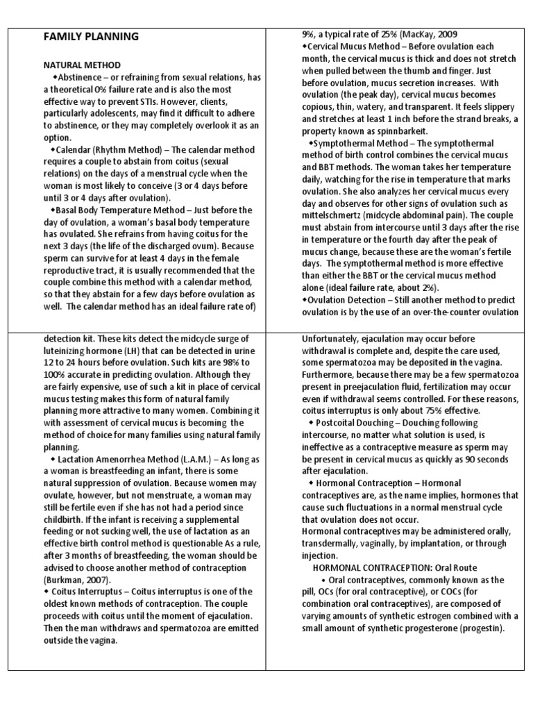 Family Planning: Natural Method | PDF | Combined Oral Contraceptive ...