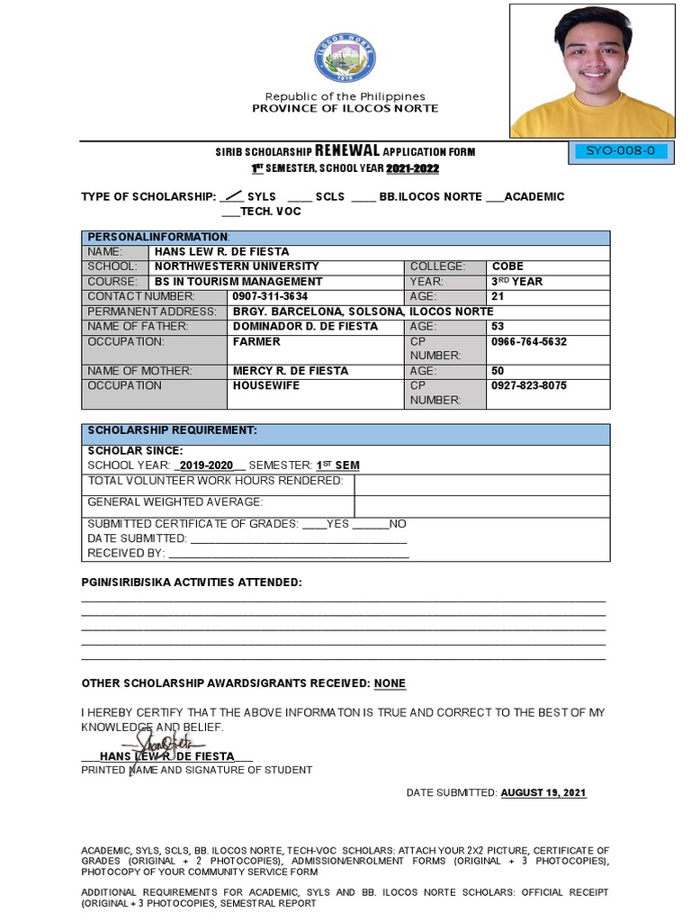 Renewal Form | PDF | Educational Stages | Academia