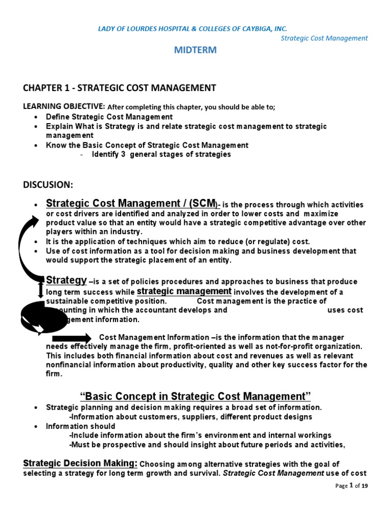 Chapter 1 - Strategic Cost Management: Midterm | PDF | Strategic ...