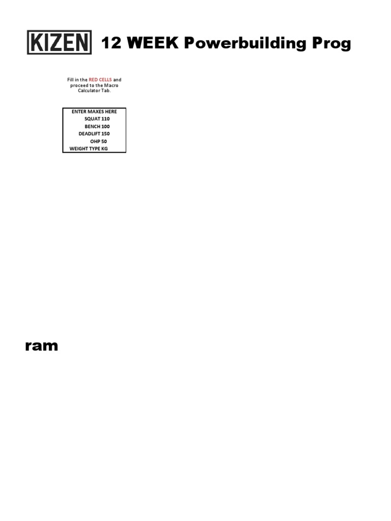 Kizen Training 12 Week Powerbuilding 2.0 | PDF | Weight | Recreation
