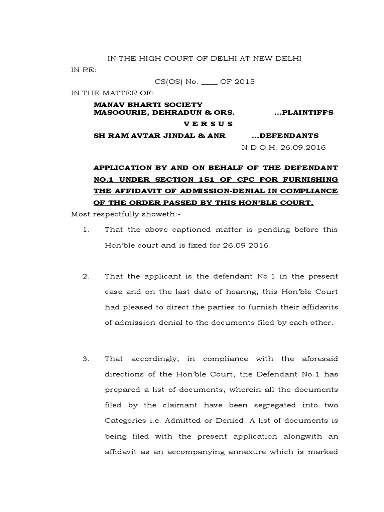 Admission Denial | PDF | Affidavit | Justice Admission Denial | PDF | Affidavit | Justice