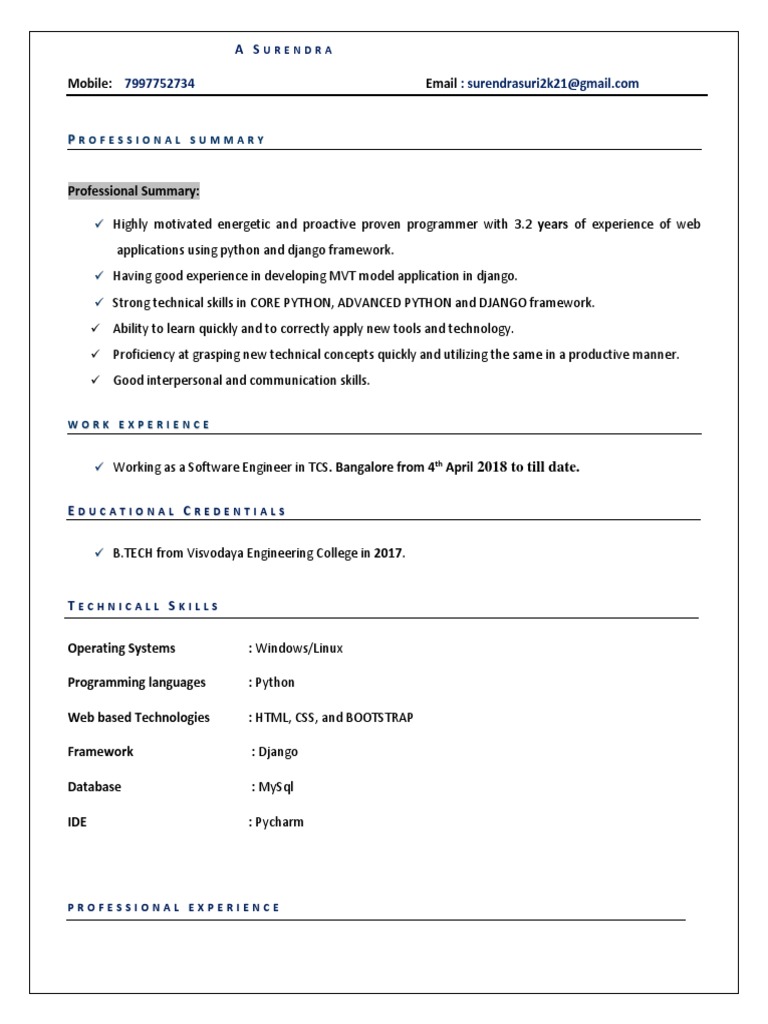 Django Developer Resume | PDF | Databases | Application Software