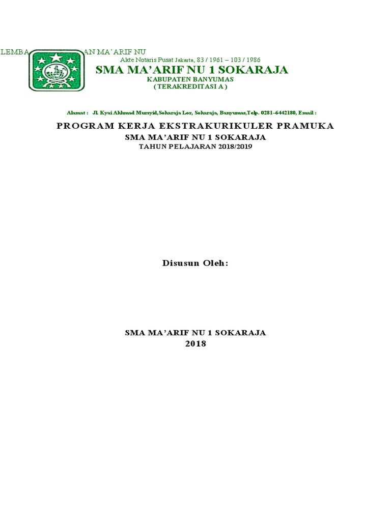 Program Kerja Ekstrakurikuler Pramuka | PDF